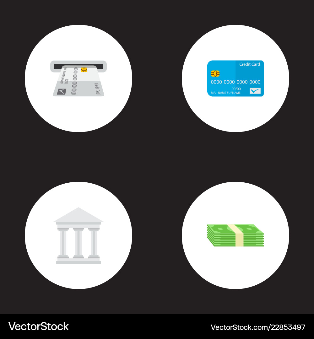 Set banking icons flat style symbols Royalty Free Vector