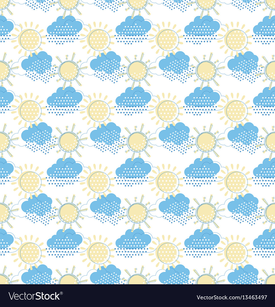 Sun with clouds seamless pattern Royalty Free Vector Image