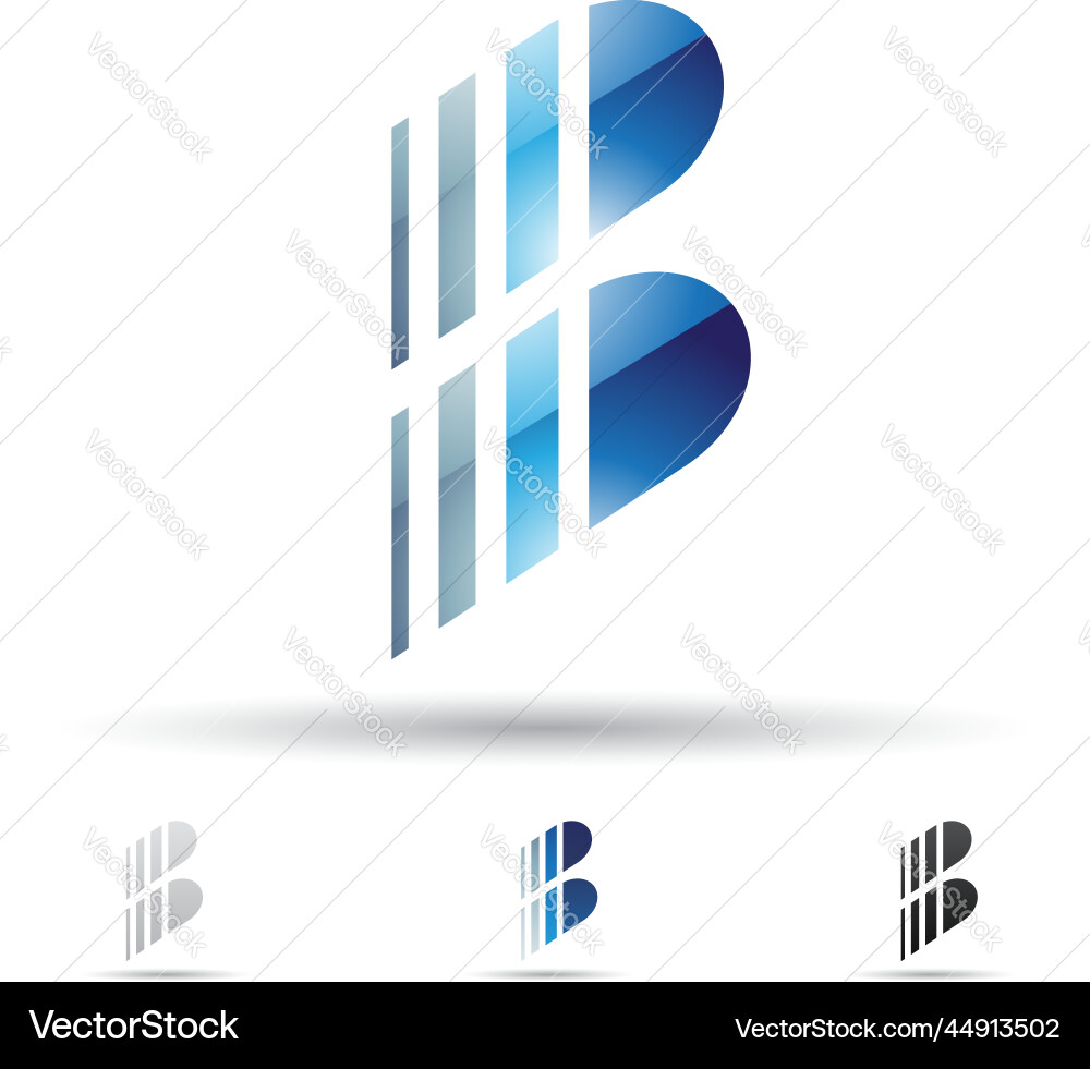 Blue glossy abstract striped round logo icon Vector Image