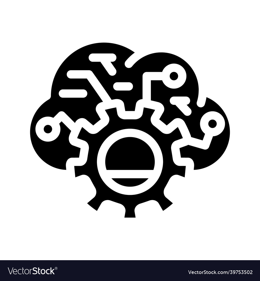 Cloud data erp glyph icon Royalty Free Vector Image