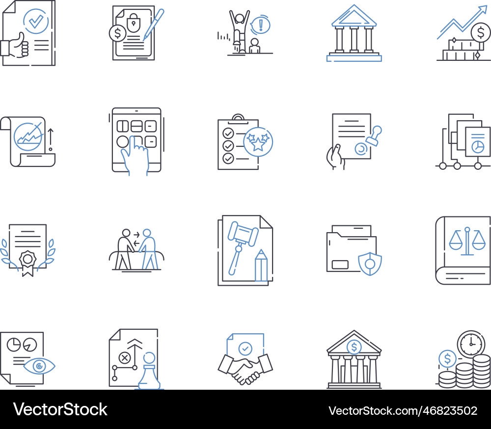 Dispute resolution line icons collection Vector Image
