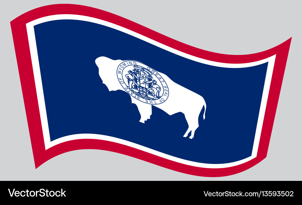 Flag wyoming waving on gray background Royalty Free Vector