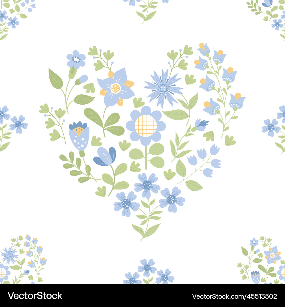 Flower heart seamless pattern with floral heart Vector Image