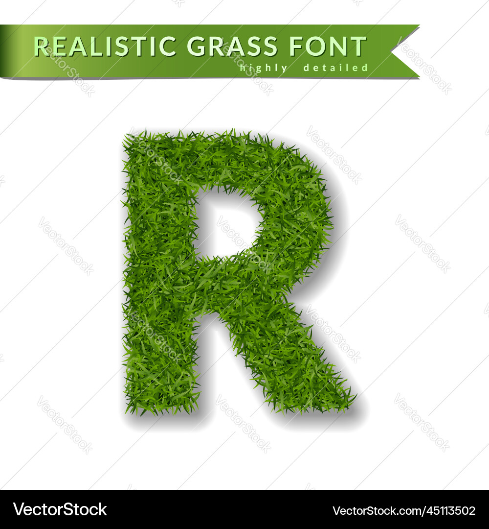 Grass letter r alphabet 3d design capital Vector Image