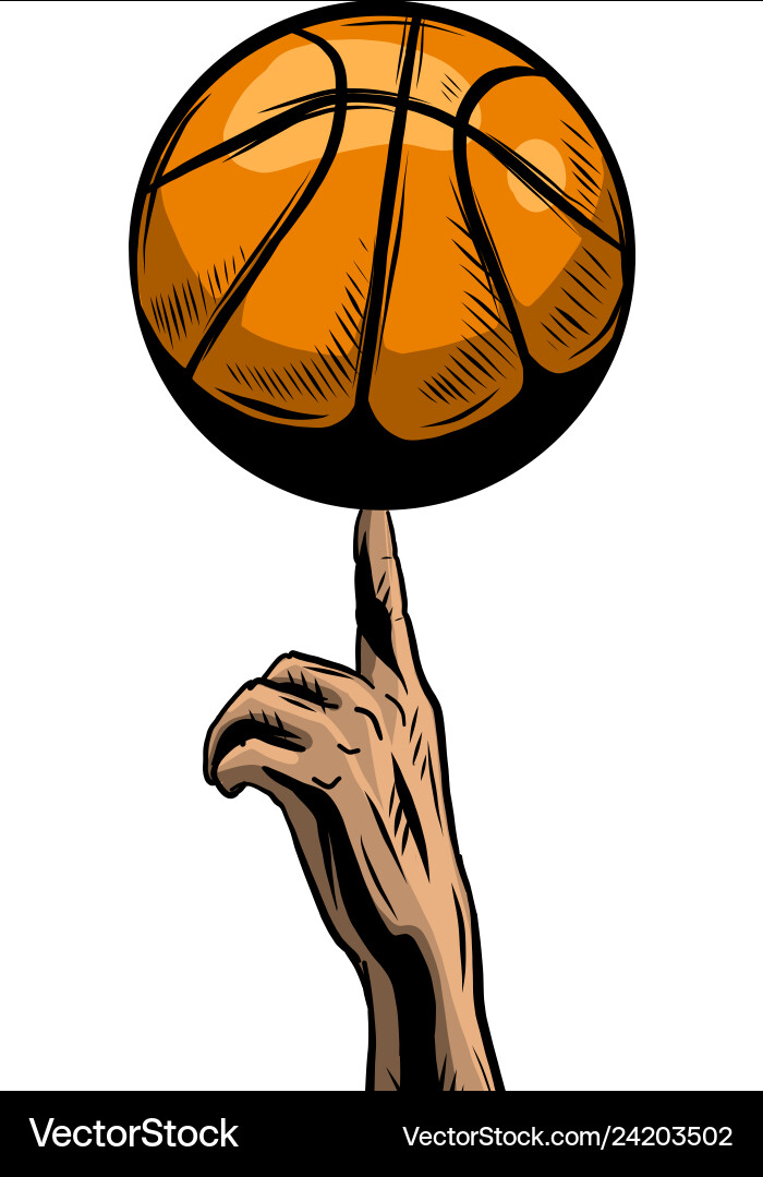 Hand and basketball isolated on white Royalty Free Vector