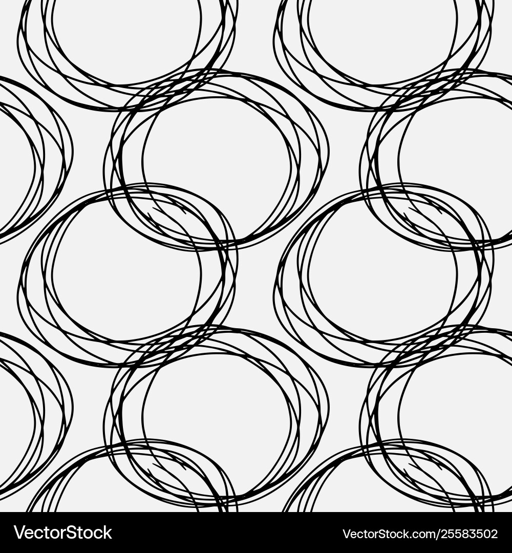 Hand drawn circles seamless pattern black Vector Image