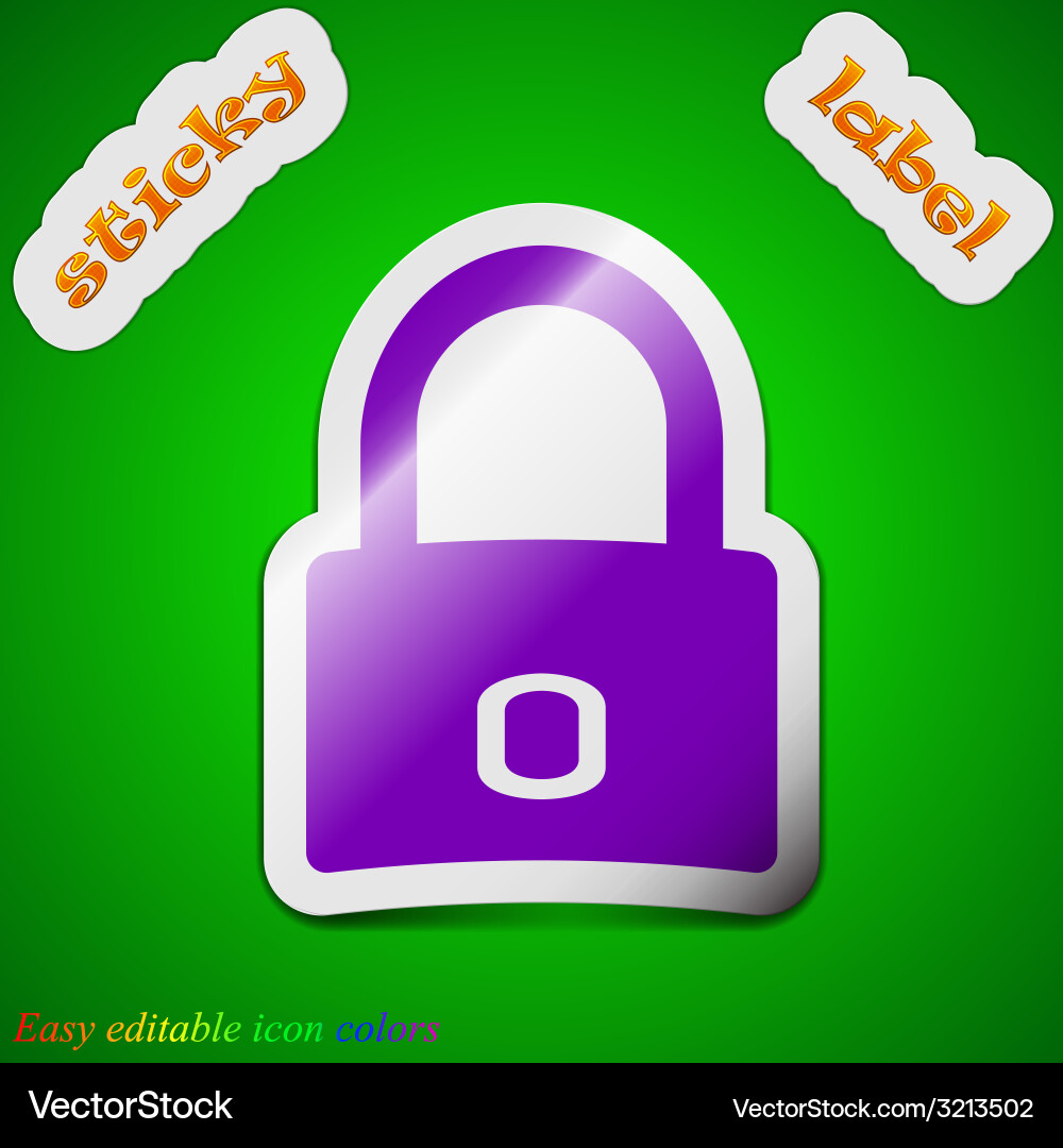 Lock icon sign symbol chic colored sticky label Vector Image