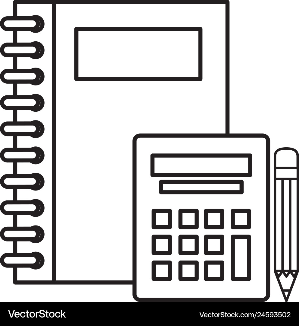 Notebooks school with calculator and pencil Vector Image