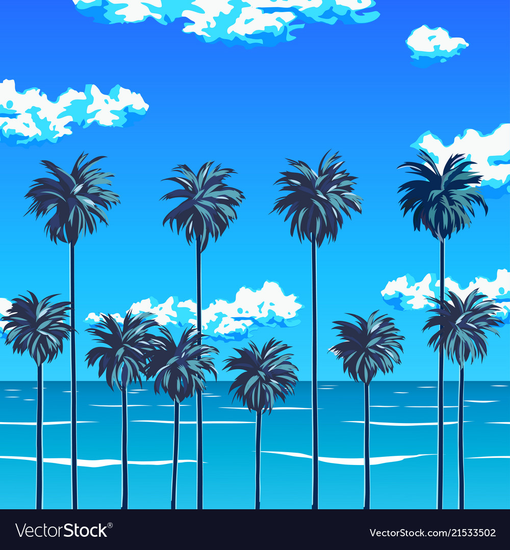 Palm trees beach Royalty Free Vector Image - VectorStock