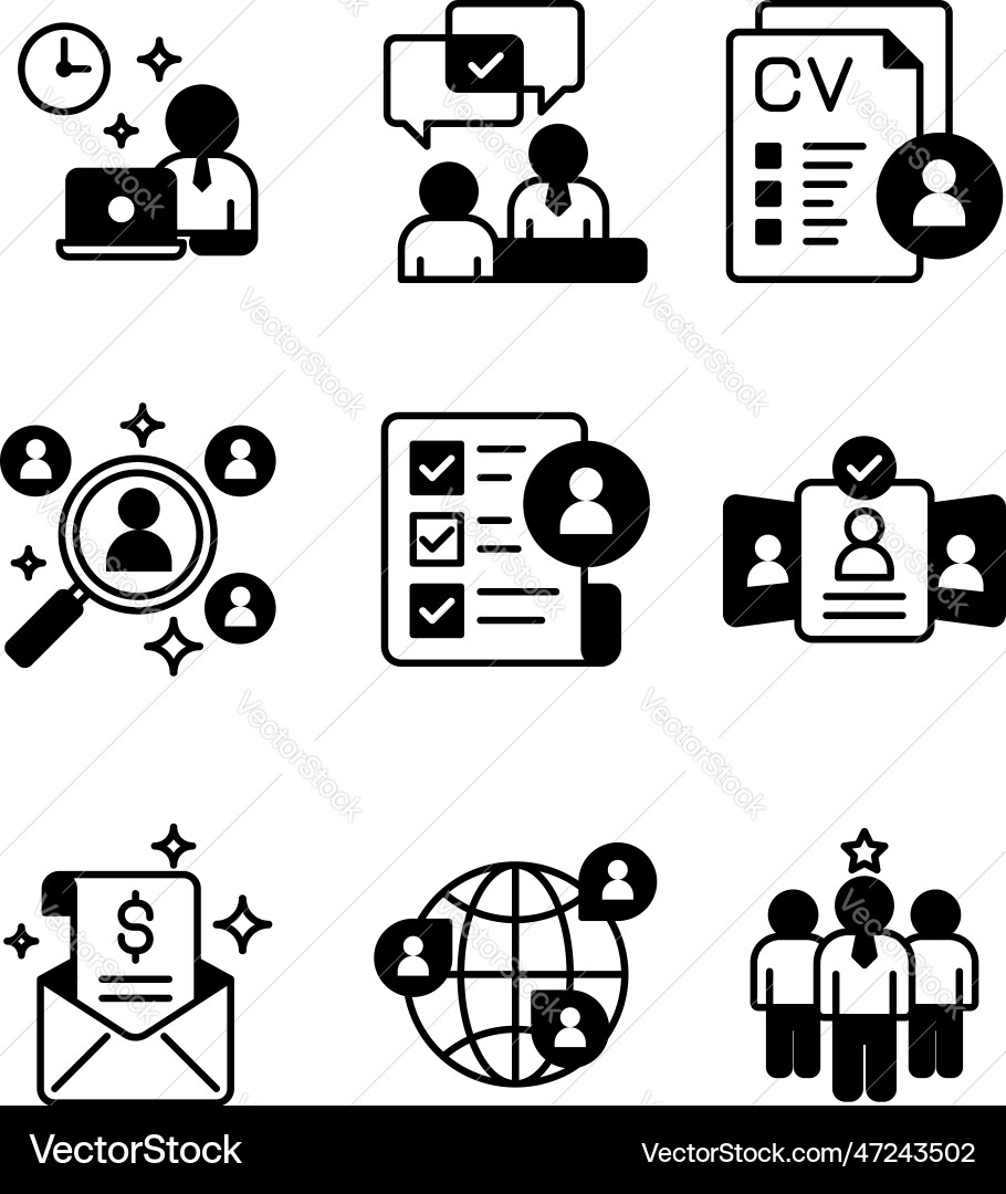 Recruitment and employee icon sheets design hr Vector Image