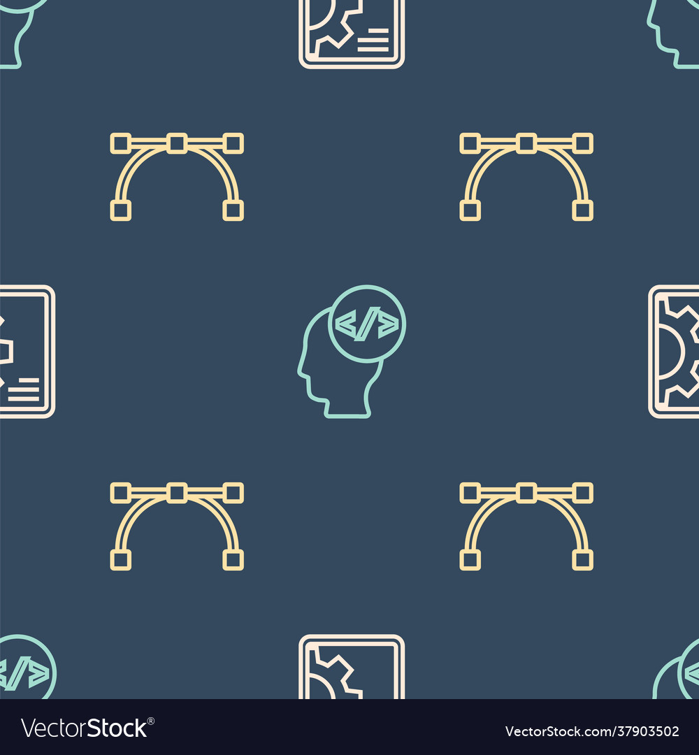 Set Line Web Development Bezier Curve And Front Vector Image