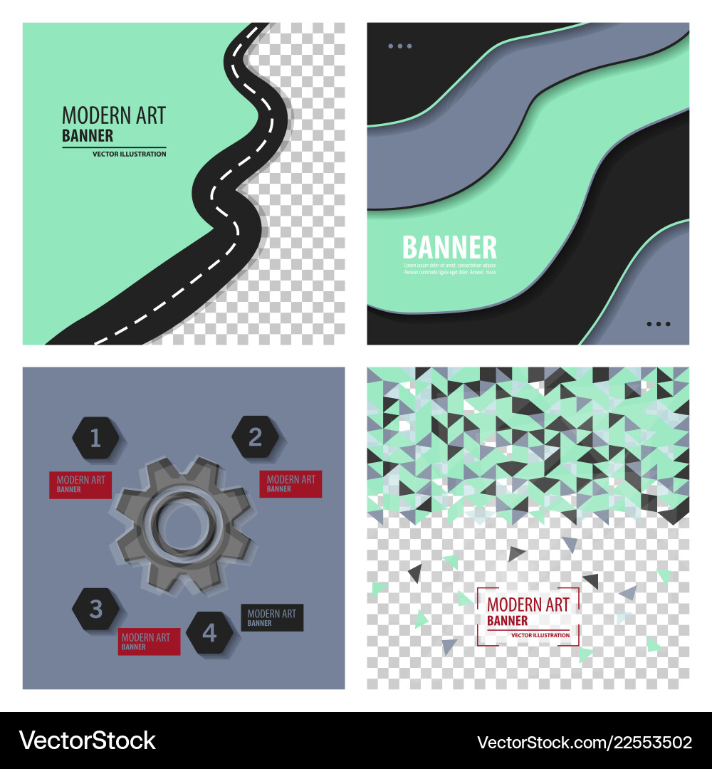 Set of modern art abstract banner square frame Vector Image