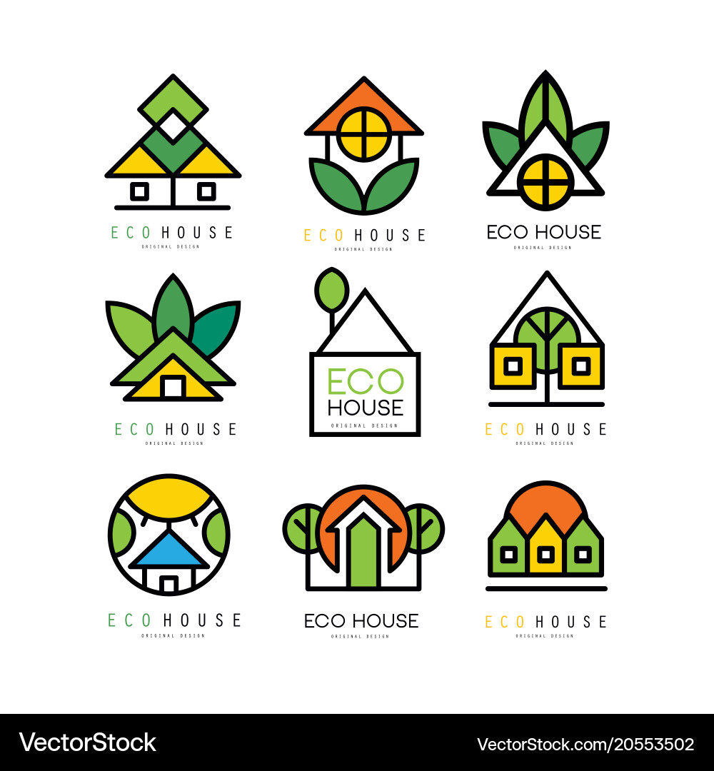 Set of original logos with eco friendly Royalty Free Vector
