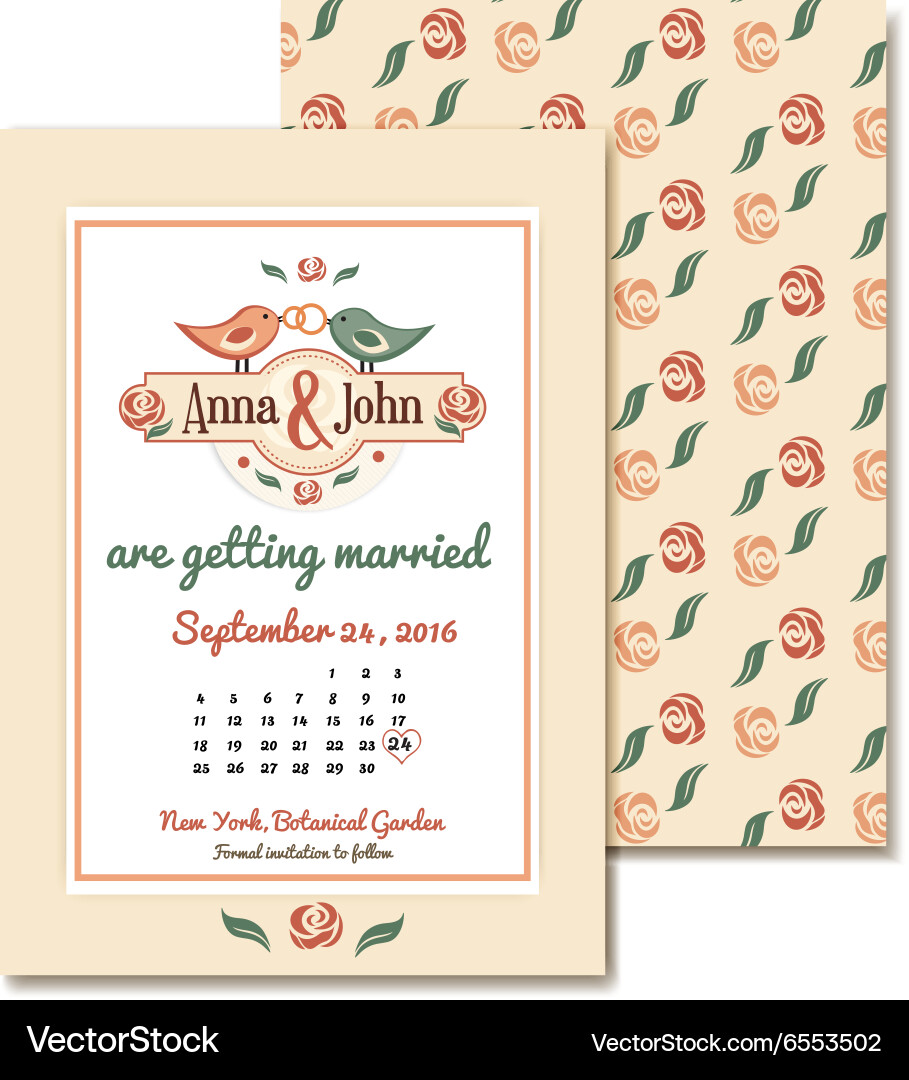 Wedding vintage invitation in retro design Vector Image