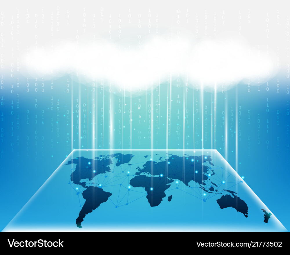 World map cloud bigdata information network Vector Image