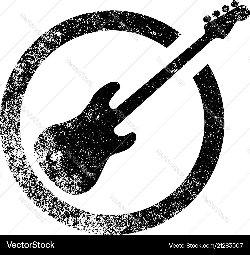 Bass guitar ink stamp Royalty Free Vector Image