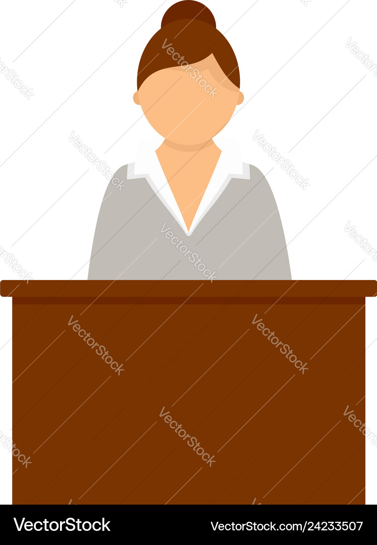 Business lady at desktop icon flat style Vector Image