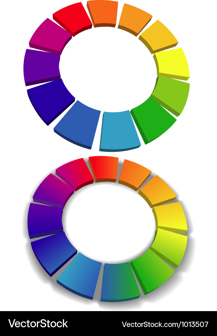 Color wheel set 3D wheels colors choice Royalty Free Vector