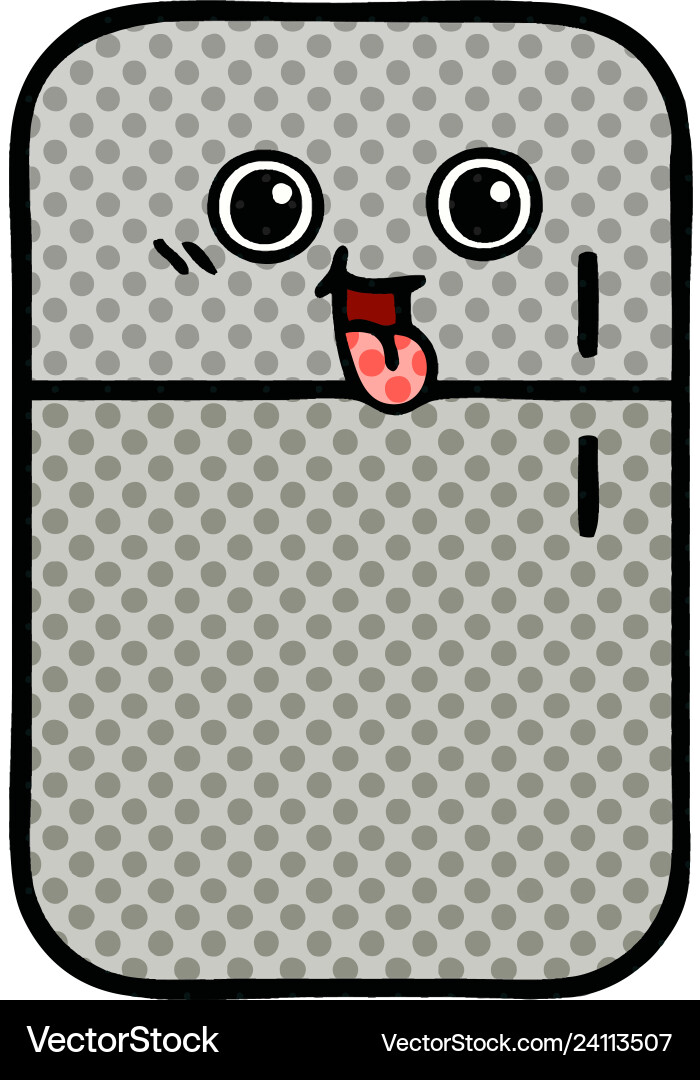 Comic book style cartoon fridge freezer Royalty Free Vector