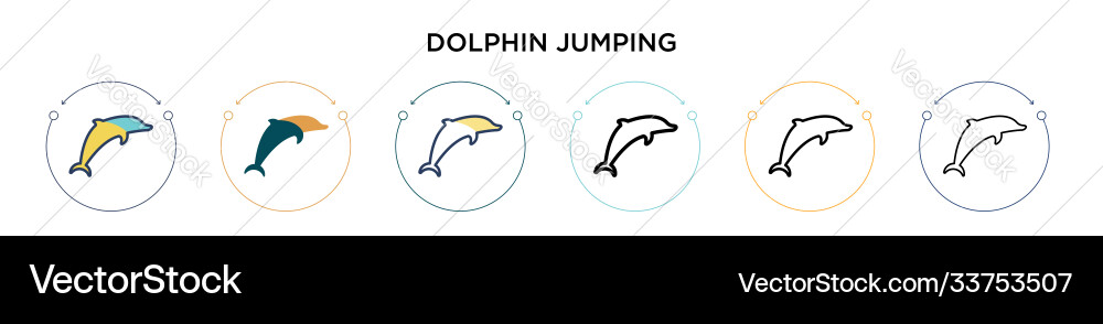 Dolphin jumping icon in filled thin line outline Vector Image