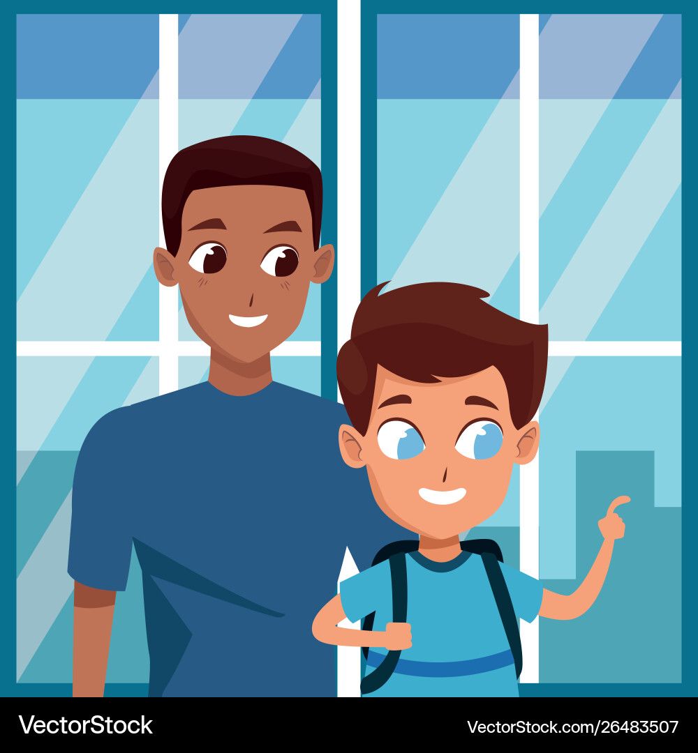 Family single father with kid Royalty Free Vector Image