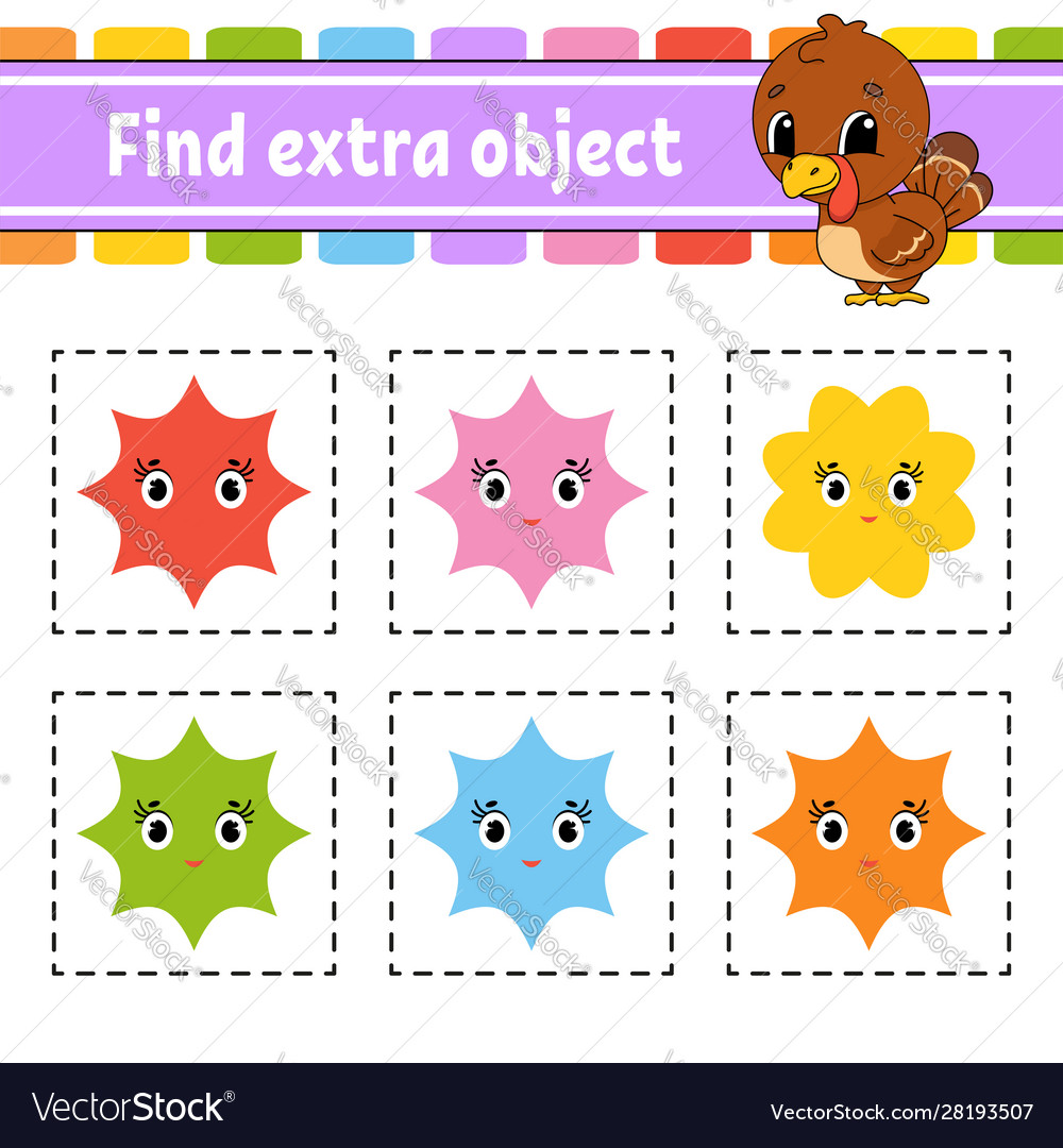 Find extra object educational activity worksheet Vector Image