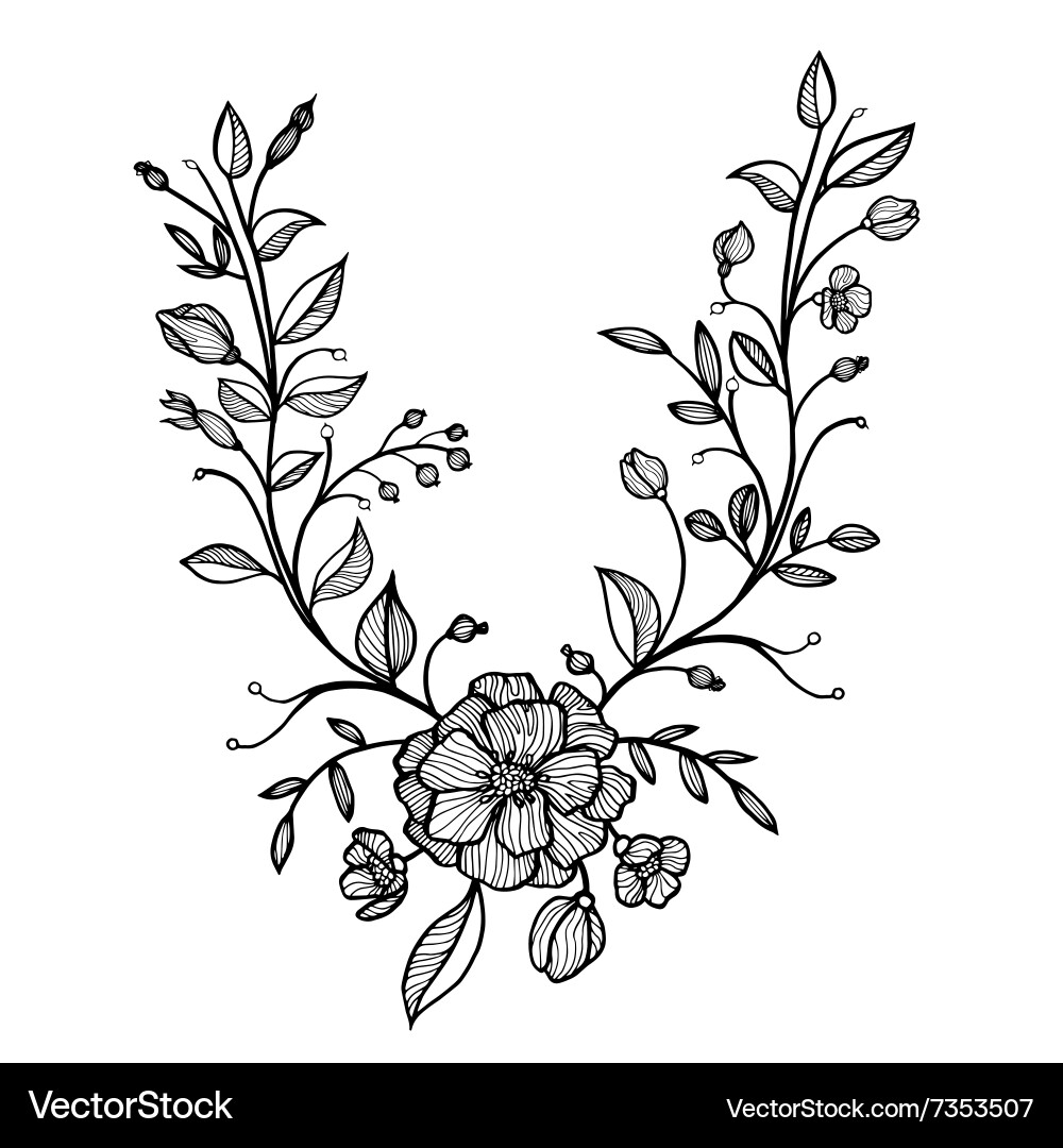 Hand drawn floral frame Royalty Free Vector Image