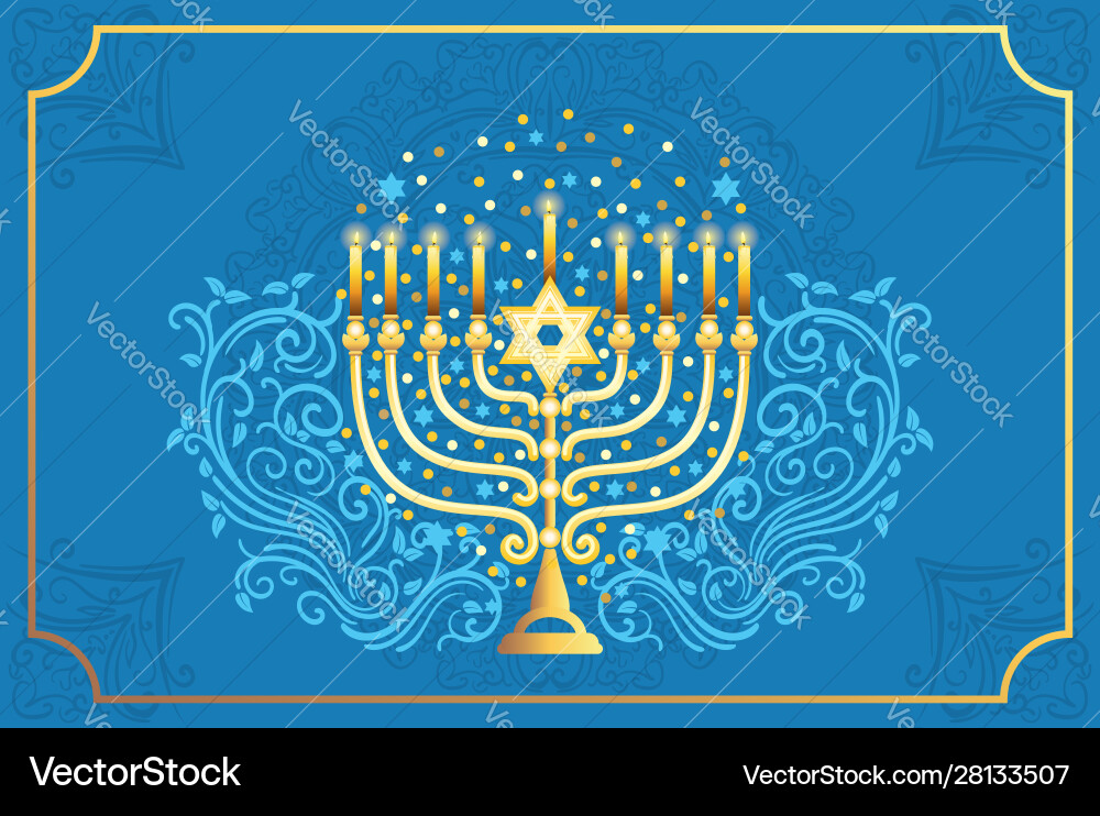 Hanukkah greeting card with menorah Royalty Free Vector