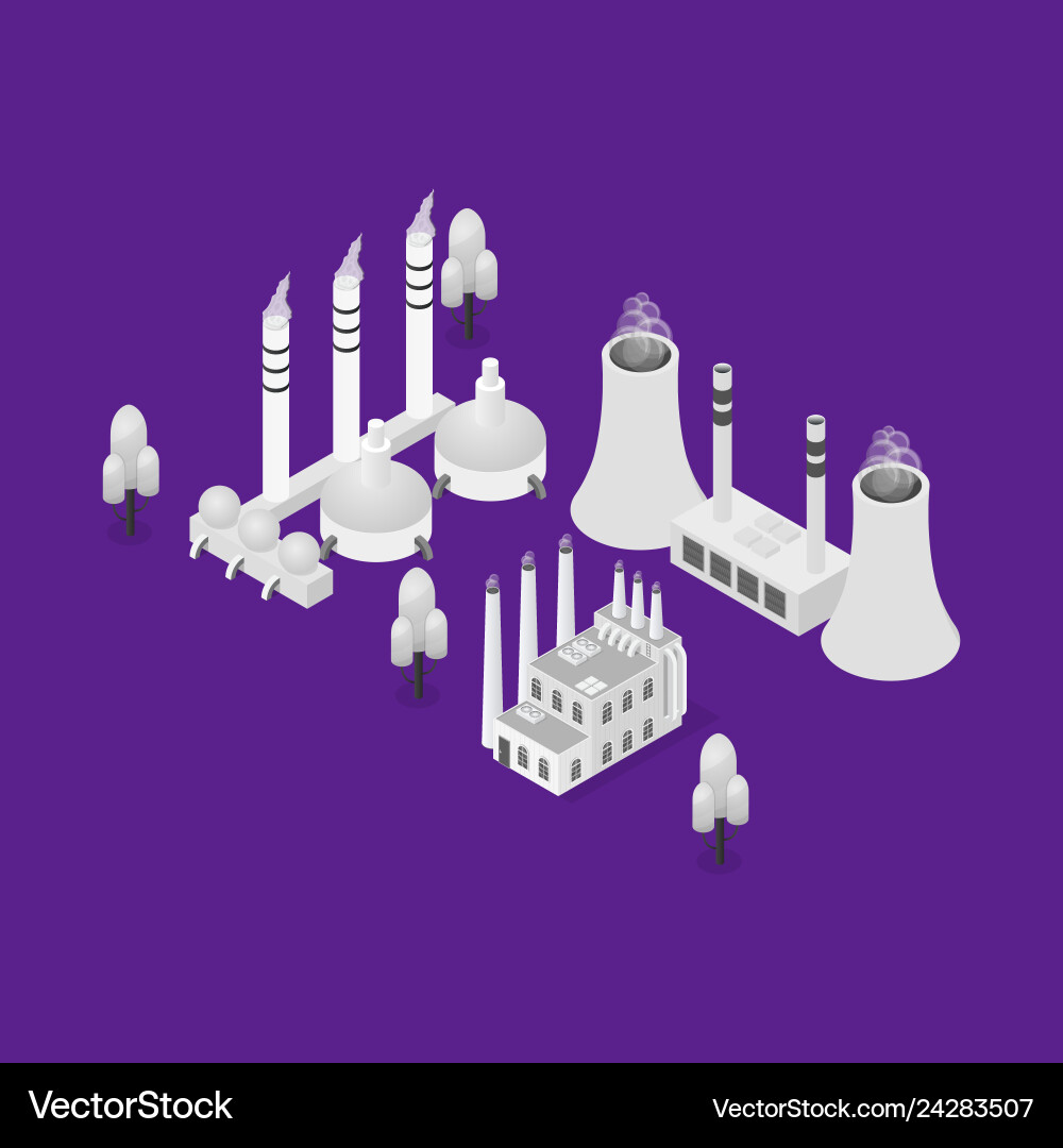 Industrial district city map concept 3d isometric Vector Image