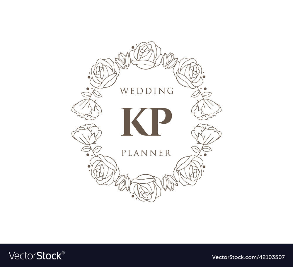 Kp initials letter wedding monogram logos Vector Image Kp initials letter wedding monogram logos Vector Image