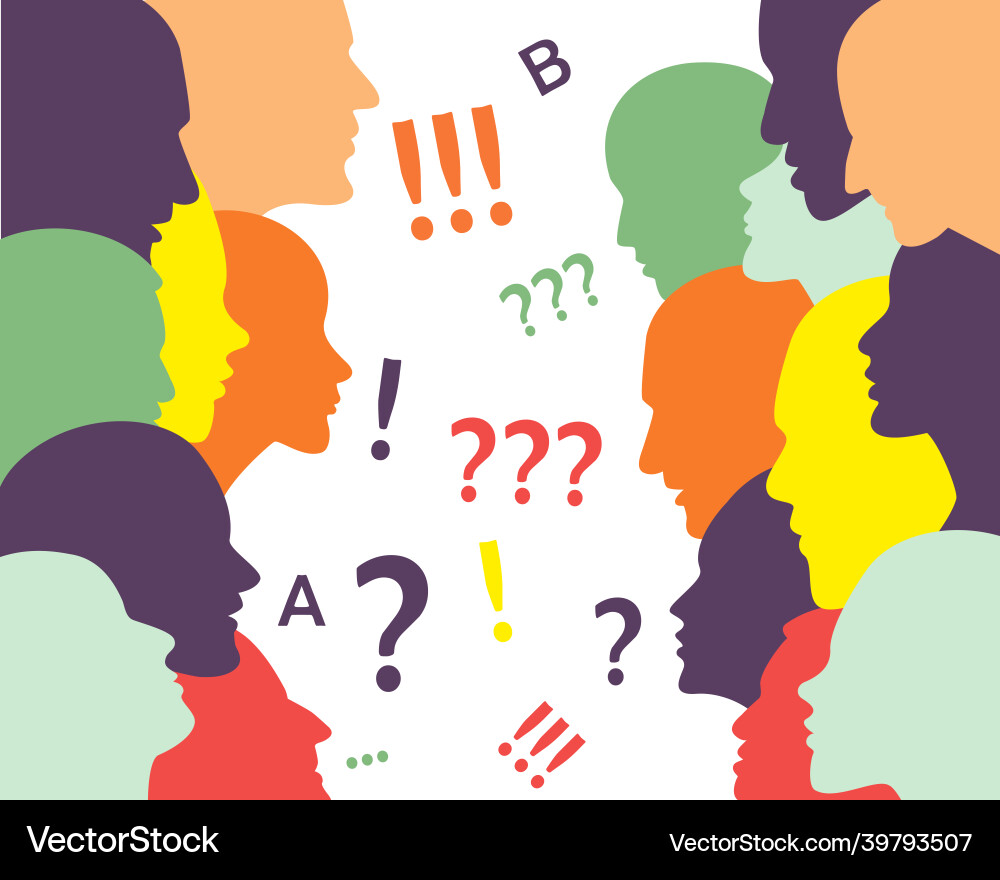 People profile heads in dialogue background Vector Image