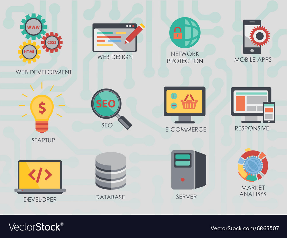 Programmer software developer icons set isolated Vector Image