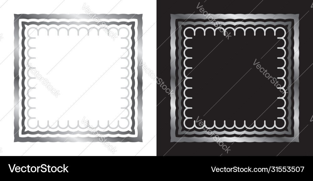 Silver color photo frame blank background design Vector Image