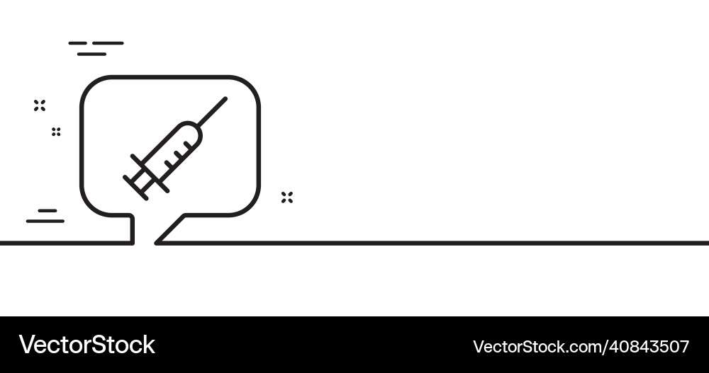 Vaccine message line icon vaccination syringe Vector Image