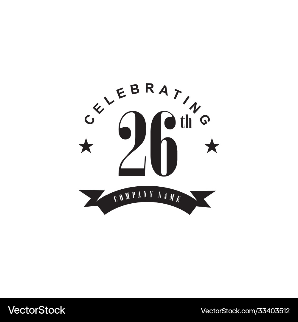 26th year anniversary emblem logo design template Vector Image