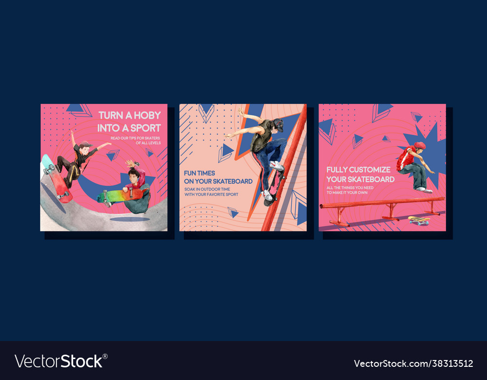 Ads template with skateboard design concept Vector Image