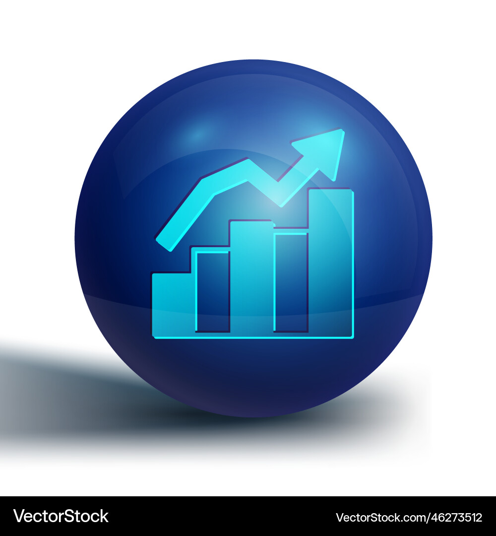 Blue financial growth increase icon isolated on Vector Image