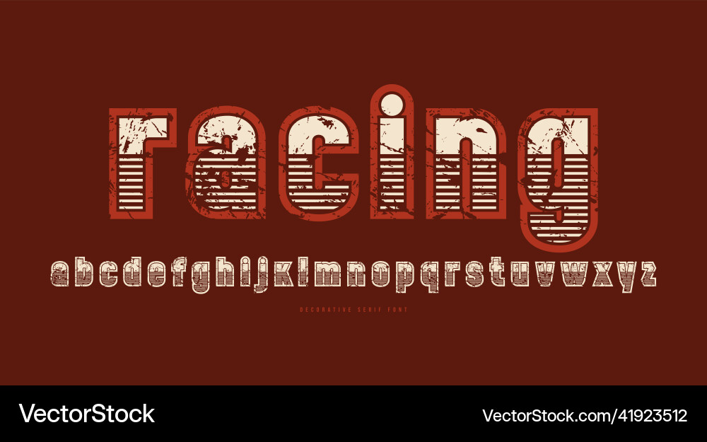 Decorative sans serif font with striped decor Vector Image