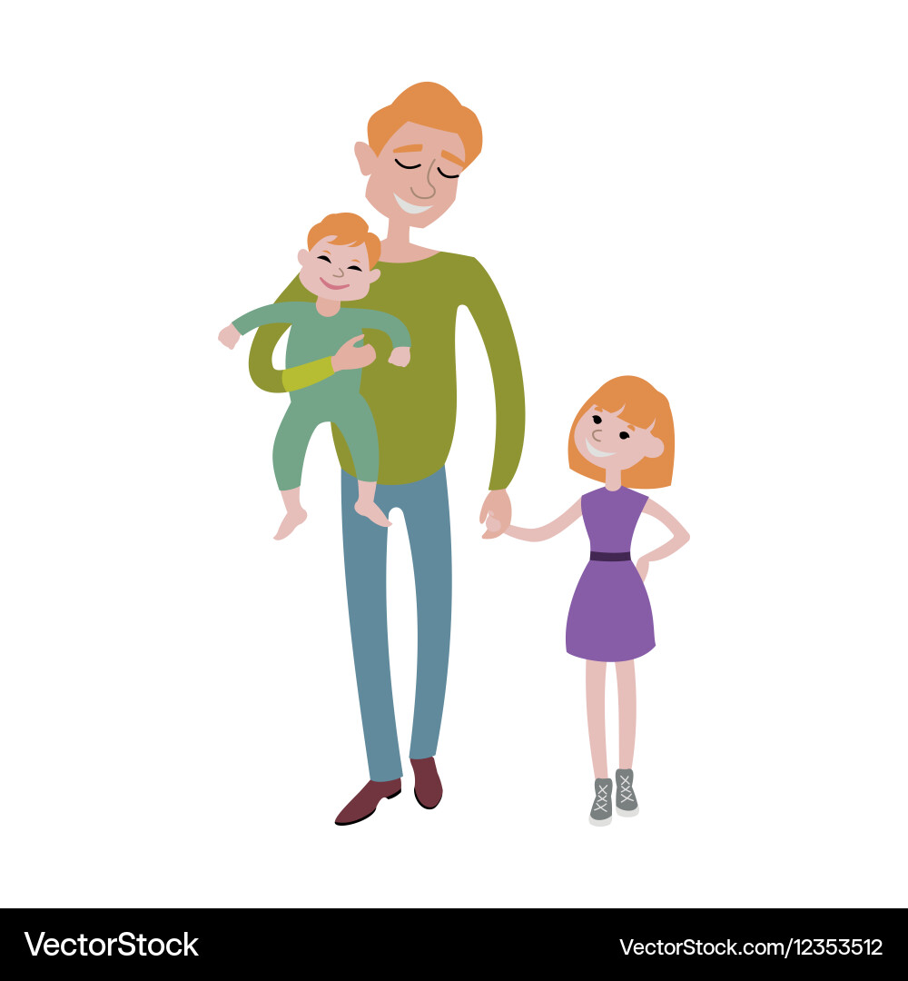 Father and kids together character Royalty Free Vector Image