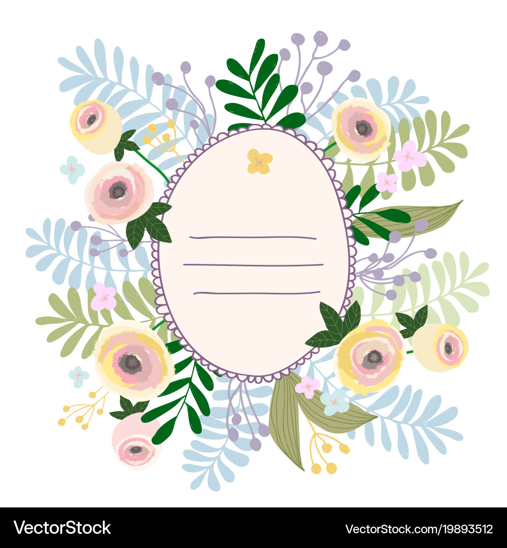Forest floral design frame berries fern Royalty Free Vector