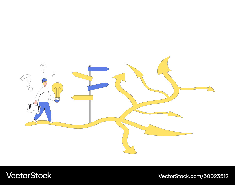 Graduate standing at singpost decision choose Vector Image