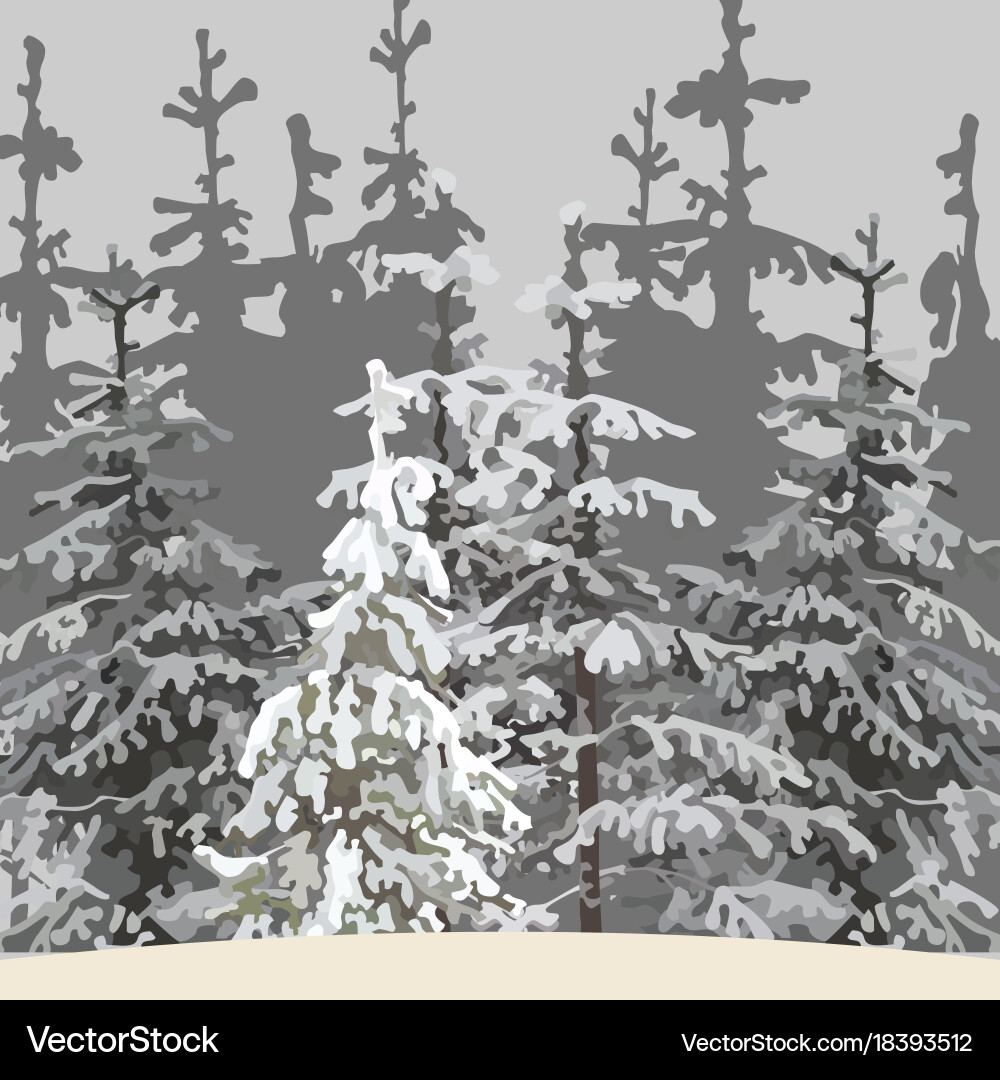 Gray background winter forest Royalty Free Vector Image