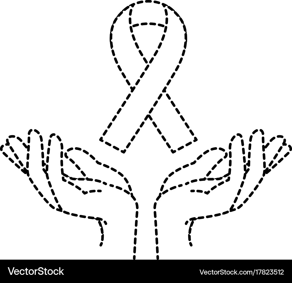 Hands human protection with ribbon Royalty Free Vector Image