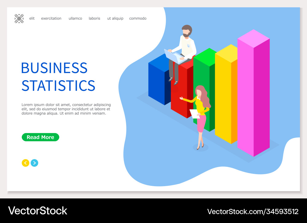 Landing page website business statistics man Vector Image