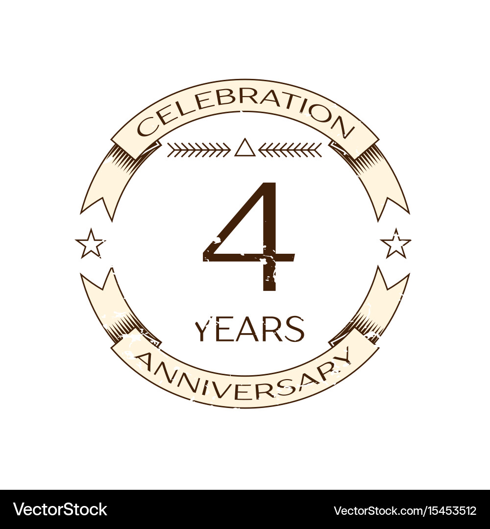 Realistic four years anniversary celebration logo Vector Image