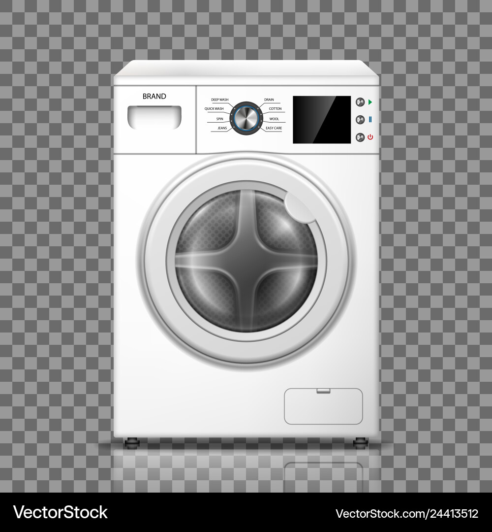 Realistic washing machine isolated on transparent Vector Image
