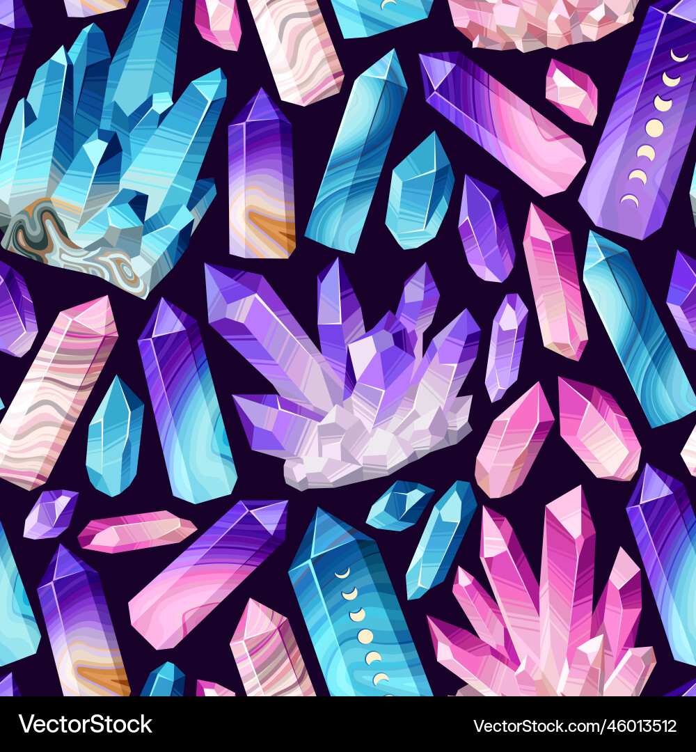Seamless pattern with colorful crystal gems Vector Image
