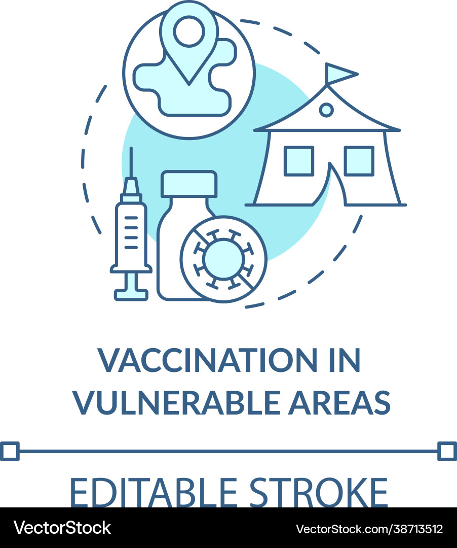 Vaccination in vulnerable areas concept icon Vector Image