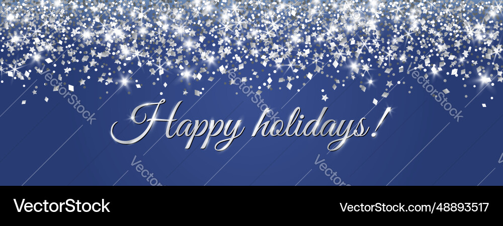Christmas banner with happy holidays text silver Vector Image