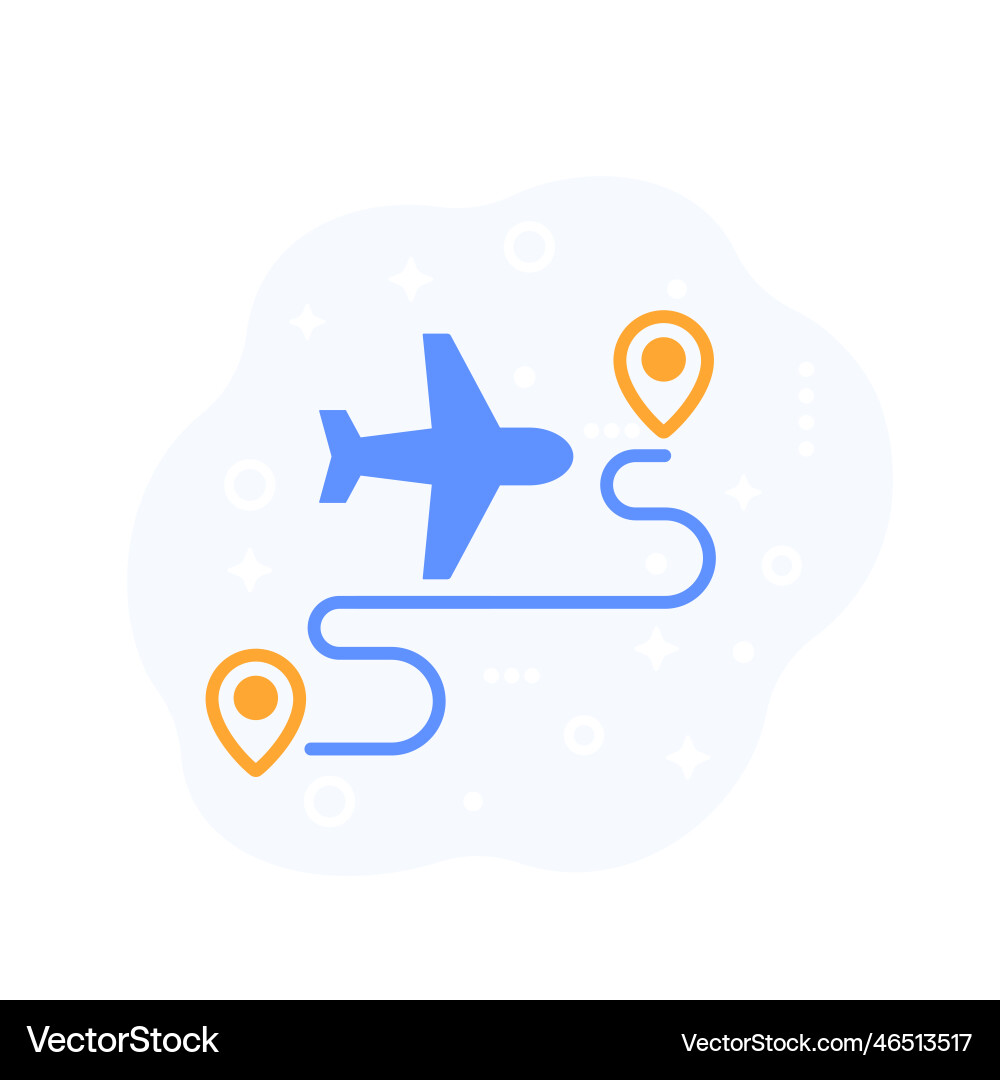 Flight route icon with an airplane design Vector Image